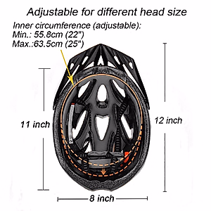 UPANBIKE Adult Bike Helmet Mens Bike Helmet Riding Helmet One-Piece Adjustable Womens Bike Helmet Head Safety Protection for Mountain Bike Road Bike(Blue+Black)