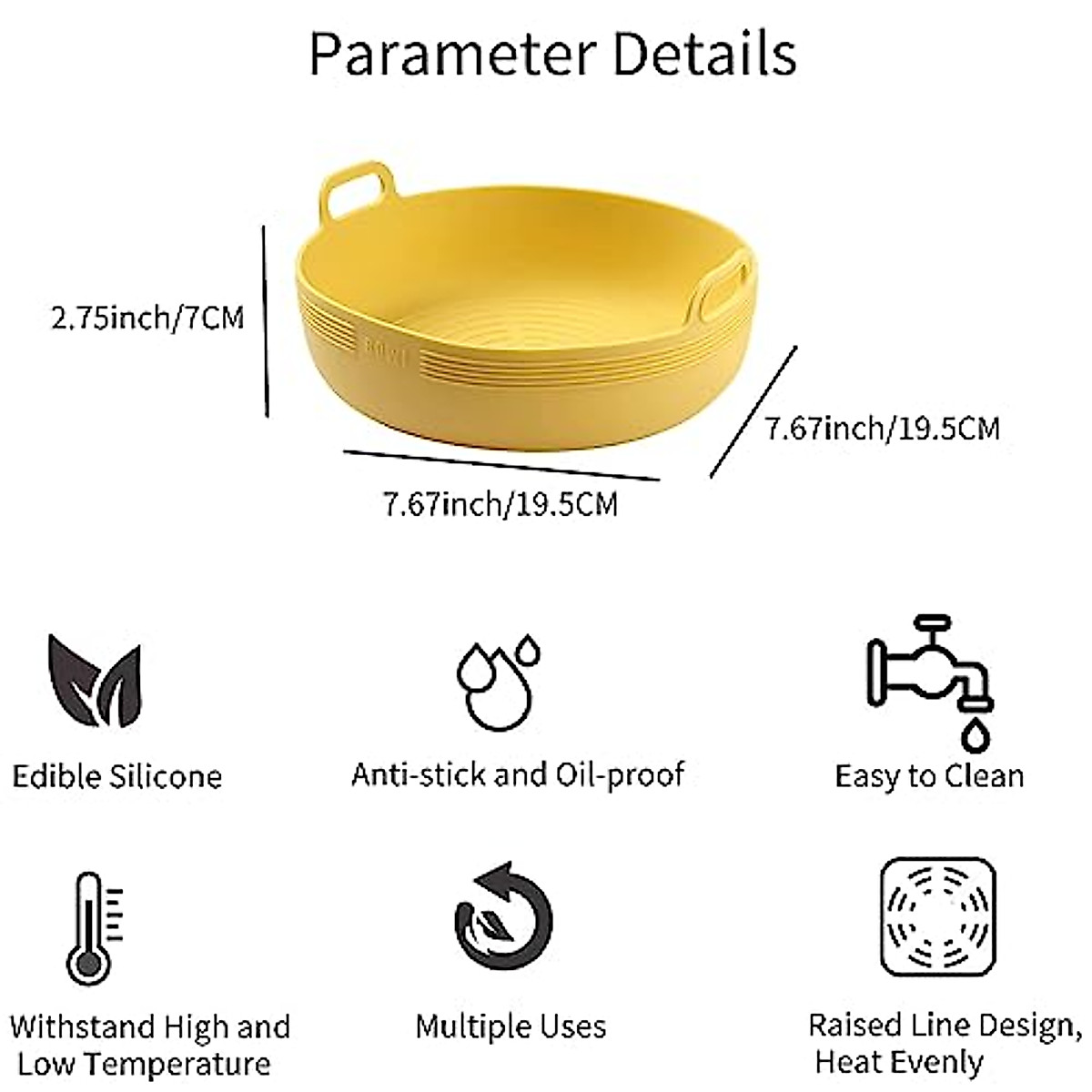 GHappiness Silicone Air Fryer Liner, 2 Pack Non-stick Liner Accessories for 5QT-8QT Air Fryer, Reusable Air Fryer Silicone Air Liner with Gloves & dishcloth(2 Pcs Round)