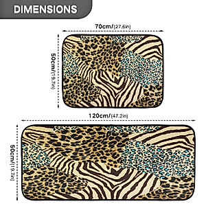 ALAZA Animal Zebra Tiger Print Non Slip Kitchen Floor Mat Set of 2 Piece Kitchen Rug 47 x 20 inches + 28 x 20 inches for Entryway Hallway Bathroom Living Roo