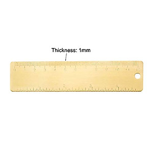 uxcell Straight Ruler 120mm 4 Inch Brass Measuring Tool with Hanging Hole 2pcs