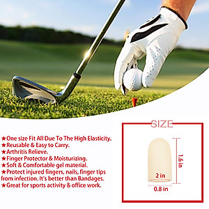 Gel Finger Cots, Finger Protector Support(14 PCS) NEW MATERIAL Finger Sleeves Great for Trigger Finger, Hand Eczema, Finger Cracking, Finger Arthritis and More. (Beige, Short)