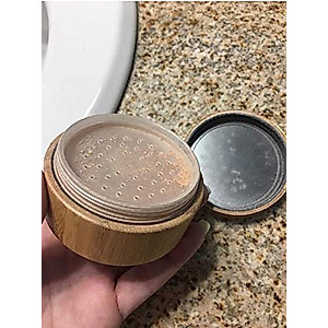 30ml 1 oz Empty Bamboo Loose Powder Box Case Container with Powder Puff and Sifter Cosmetic Makeup Holder