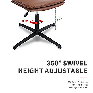 KLASIKA Ergonomic Office Chair for Heavy People, Desk Chairs No with Wheels and Arms, Faux Leather Computer Chair for Home Bedroom Office, Brown