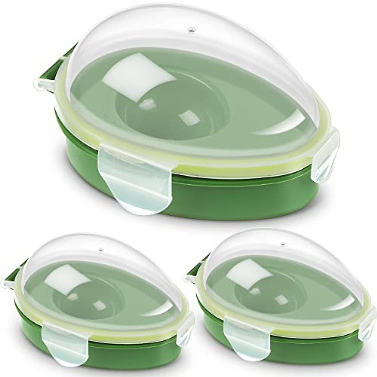 Avocado Keeper 3 Pieces Reusable Avocado Storage Container Individual Avocado Saver Avocado Pod Avocado Cover Avocado Holder Organizer for Refrigerator Fridge to Keep Avocado Fresh (Clear, Green)