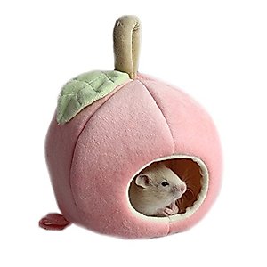 Mummumi® Small Animals House Small Pet Hamster Hanging Bed House Hammock Cute Furit Winter Warm Fleece Guinea Pig Hedgehog Chinchilla Bed House Cage Nest Hamster Accessories (Pink)