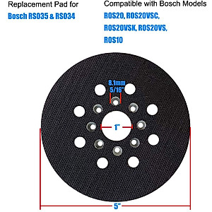 5 Inch Hook&Loop Replacement Sander Backing Pad for Bosch RS035 & RS034 - Compatible with Bosch ROS20VS, ROS20VSC, ROS20VSK, ROS20, ROS10