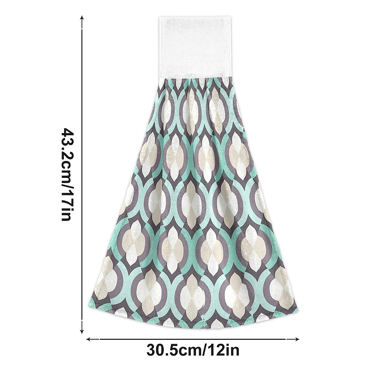 ALAZA 2 Pcs Kitchen Towel, Floral Moroccan Quatrefoil Absorbent Towel Hanging Towel Hand Towel