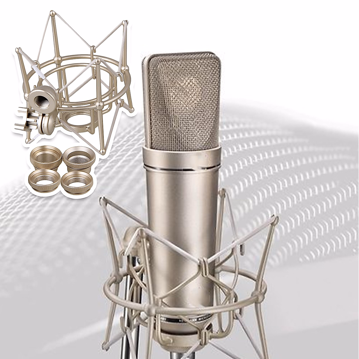 Lovermusic Silver Hole Dia 1.18inch Metal Cylinder Microphone Shock Mount Stand Replacement for Newman U87 Microphone