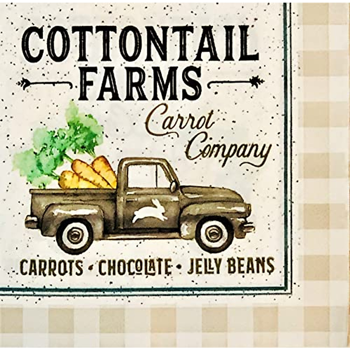Easter Cottontail Farms Bunny Carrot Truck Paper Napkins (Lunch Size, 44 Count)