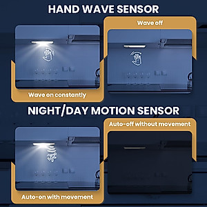 VYANLIGHT Kitchen Under Cabinet Lights - Wireless Motion Sensor LED Light Strips for Pantry, Closet, Bathroom – Rechargeable Battery Operated Cabinet Lighting with Hand Wave Sensor (3 Pack)