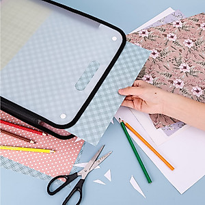 Caydo Scrapbook Paper Organizer, 3 Pack Black Expanding Paper Folio with Handle, Clear Portable Scrapbook Paper Storage for Holding 12 x 12 Inch Scrapbook, Vinyl Paper