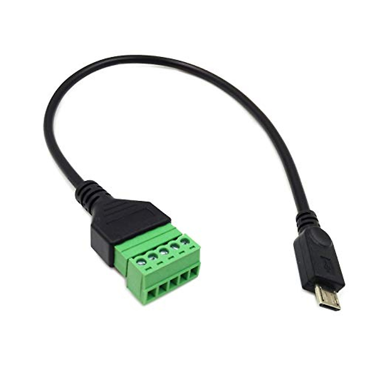 Poyiccot Micro USB Screw Terminal Block Connector, Micro USB Male to 5 Pin/Way Female Bolt Screw Shield terminals Pluggable Type Adapter Connector Cable 30cm(Micro USB Male)
