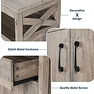 HOSTACK Modern Farmhouse Buffet Sideboard, Kitchen Storage Cabinet with Shelves and Doors, Wood Buffet Cabinet with Drawers, Coffee Bar, Floor Cabinet Cupboard for Dining Room, Ash Grey