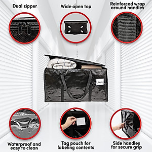 BAG-THAT! 4-Pack Black Moving Bags, Extra Large Storage Bags with Zipper, Water Resistant Packing Bags for Moving Supplies, Heavy Duty Moving Totes with Carrying Handle