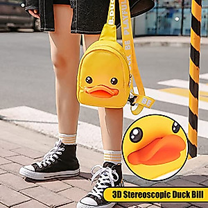 Cartoon Duck Crossbody Chest Backpack - Sturdy Durable Sling Bag Shoulder Bag Multipurpose Chest Bag Adjustable Shoulder Straps Easy Clean Suitable for Daily,Travel,School