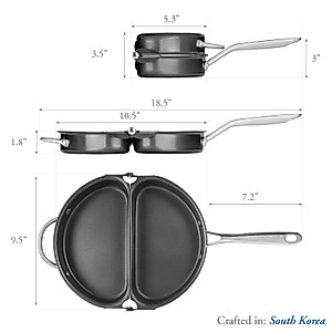 TECHEF - Frittata and Omelette Pan, Double Sided Folding Egg Pan, Made in Korea (PFOA Free) (Black)