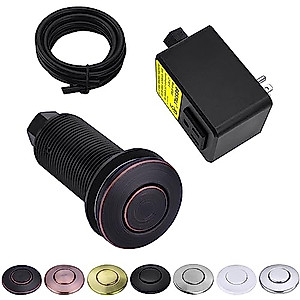 BESTILL Sink Top Garbage Disposal Air Switch Kit with Single Outlet, Oil Rubbed Bronze/ORB (Long Push Button with Brass Cover), UL Listed