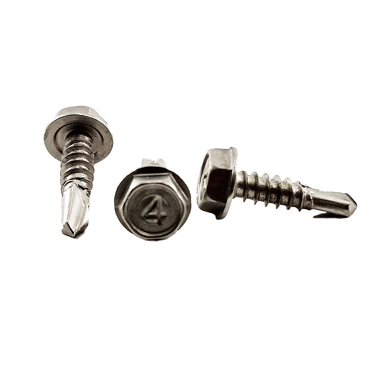 Stainless #10 X 3/4" Tek Screw (100 pcs)) Hex Washer Head Self Drilling Sheet Metal Tek Screws with Drill Point, 410 Stainless Steel, Self Driller, 100 Pieces