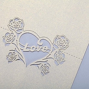 BinaryABC Wedding Party Table Name Place Cards with Rose Love Heart,50pcs - White