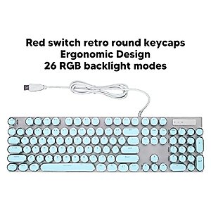 LBEC Mechanical Keyboard, Red Switch Mechanical Gaming Keyboard 104 Keys RGB Backlight for Office (Red Switch)