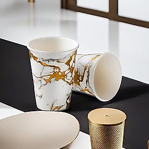 Silver Spoons Gold 9 Oz Marble Collection Disposable Coffee Cups - 18 Count