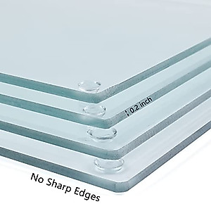 Hacaroa 4 Pack Tempered Glass Cutting Board with Rubber Feet, Rectangle Non-slip Chopping Board, Long Lasting Clear Glass Tray for Kitchen Countertop, Table, Shatter-Resistant, Heat-Resistant, 2 Size