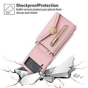 Case for Samsung Galaxy Z Flip5/Flip4/Flip3,Leather Crossbody Hinge Protection Phone Case with Card Slot Holder,Purple,for Galaxy Z Flip 4