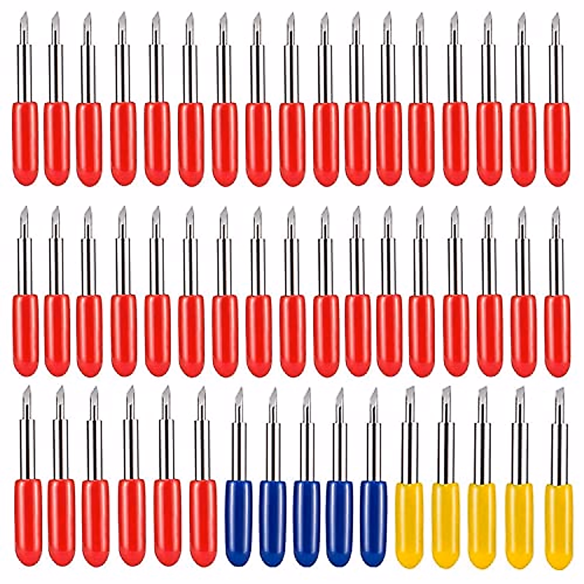 EVISWIY 50PCS Blades for Cricut Explore Air 2/Air 3/3/Make 3/Maker 40PCS 45° Premium Fine Point Blade & 5PCS 60° Deep Cut & 5PCS 30° Shallow Cut Vinyl Fabric Knife Cutting Blade for Cricut Replacement