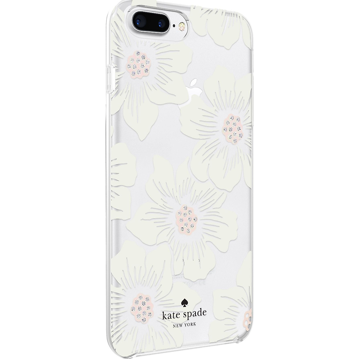 kate spade new york Protective Hardshell Case for iPhone 8 Plus, iPhone 7 Plus, iPhone 6s Plus & iPhone 6 Plus - Hollyhock Floral Clear / Cream with Stones