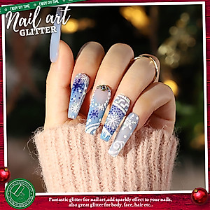 LEOBRO White Glitter, 150G/5.29OZ Glitter, Holographic White Fine Glitter, Extra Fine Glitter Powder, Iridescent Glitter for Resin Arts Crafts, DIY Tumblers Body Nail, Glitter for Christmas Decor