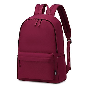 abshoo Lightweight Casual Unisex Backpack for School Solid Color Boobags (Red)
