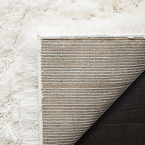 SAFAVIEH Polar Shag Collection Area Rug - 8' x 10', White, Solid Glam Design, Non-Shedding & Easy Care, 3-inch Thick Ideal for High Traffic Areas in Living Room, Bedroom (PSG800B)