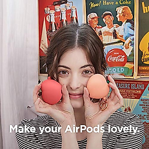 elago Peach AirPods Case Cover Compatible with Apple AirPods Case, 3D Cute Design Case Cover with Keychain for Apple AirPods Case (Peach) [US Patent Registered]