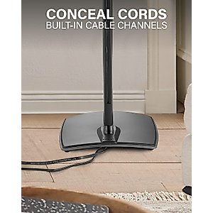 SANUS Adjustable Height Wireless Speaker Stands Designed for Sonos One, One SL, and Play:1 - Tool-Free Adjustment up to 16" and Built-in Cable Management (Black)