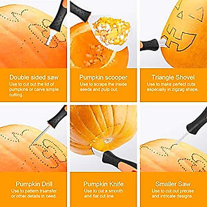 GoStock Pumpkin Carving Kit, Upgrade Soft Grip Rubber Handle 9 Pieces Pumpkin Carving Tools Set Heavy Duty Stainless Steel Masters Carving Kit with Zipper Bag for Halloween Jack-O-Lanterns