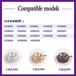 Replacement Electric Toothbrush Charger Base CBA2001 for Philips Smart 9300 9500 9700 Series, Replacement Sonicare Charger Base for HX9901 HX9903 HX9924 HX9954 HX9957 HX9984 HX992W HX993B