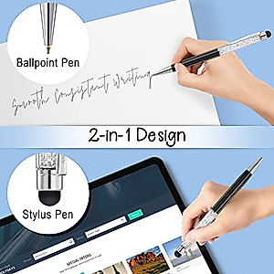 Stylus Pens for Touch Screens (12 Pack), Linfanc 2 in 1 Sensitivity Capacitive Stylus Ballpoint Pen for iPad/iPhone/Tablets/Galaxy, Medium Point Black Ink, Extra 12 Pcs Rubber Tips
