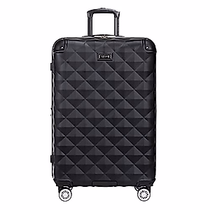 Kenneth Cole Reaction Diamond Tower Luggage Lightweight Hardside Expandable 8-Wheel Spinner Travel Suitcase, Black, 28-Inch Checked