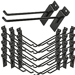 48Pack 6"and 8" Black Slatwall Hooks, Heavy Duty Slatwall Hooks & Hangers for Commercial Retail and Exhibition, 1/4”Dia Slatwall Panel Hooks Metal Pegboard Hooks for Garage Shop Supermarket