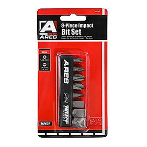 ARES 70013-8-Piece S2 Steel Impact Driver Bit Set - Includes Phillips 1,2,3,4 and Slotted 1/4-Inch, 5/16-Inch, 3/8-Inch and 1/2-Inch Bits - High Alloy S2 Steel Construction