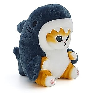 Shark Cat Plush Toy, Cute Fried Shrimp Shark Stuffed Animals Doll, Kawaii Shark Cat Plush Pillow Toy Birthday for Kids Boys Girls (21inch, Blue)
