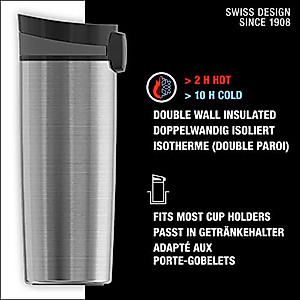 SIGG - Insulated Coffee Cup - Travel Mug Miracle Brushed - Hot & Cold - Leakproof - BPA Free - 18/8 Stainless Steel - Silver - 9 Oz