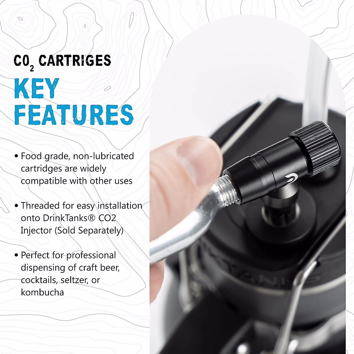 DrinkTanks CO2 Cartridges, Food Grade, Non-Lubricated CO2 (Dispensing) Accessories for Cocktail, Seltzer, Kombucha, Craft Beer Growler, & Beer Keg, 16 Grams, 6 Pack
