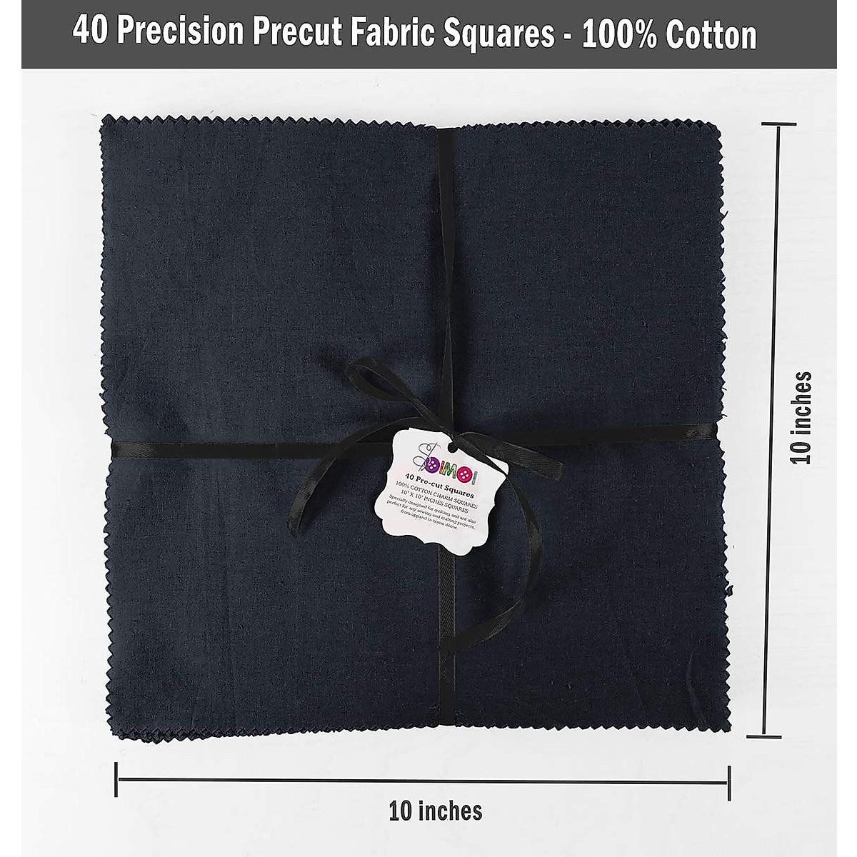 Soimoi Solid Blue Precut 10 inch Cotton Fabric Quilting Squares Charm Pack DIY Patchwork Sewing Craft