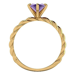 Clara Pucci 2ct Marquise Cut Custom Engraving Rope Twisted Knot Amethyst Engagement Wedding Solitaire W/Accent Ring 18K yellow Gold 6.5