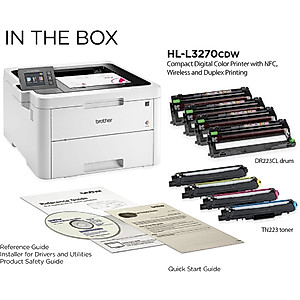 Brother HL-L3270 CDW Compact Wireless Digital Color Laser Printer with NFC for Home Office, White - Print Only - 2.7" Color Touchscreen, 25 ppm, 2400 x 600 dpi, Auto Duplex Printing, 250 Sheet