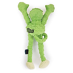 goDog Crazy Tugs Monkeys with Chew Guard Tough Plush Dog Toy, Green, Large