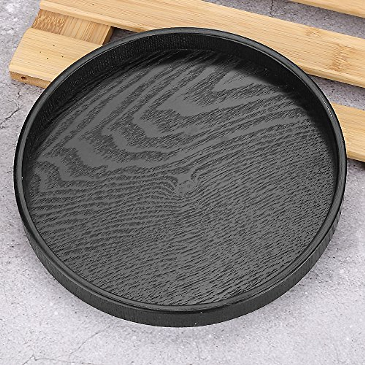 Tea Tray, Round Shape Solid Wood Tea Coffee Snack Food Meals Serving Tray Plate Restaurant Trays(11.8 inch)