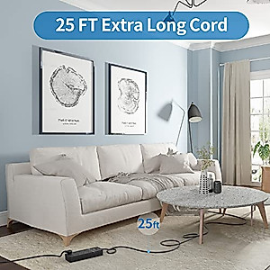 25 ft Extension Cord Flat Plug, NTONPOWER 8 Outlet Surge Protector Power Strip with USB Ports, 15A Circuit Breaker, Wall Mount Surge Protector for Home, Office, Workbench or Garage, ETL Listed, Black