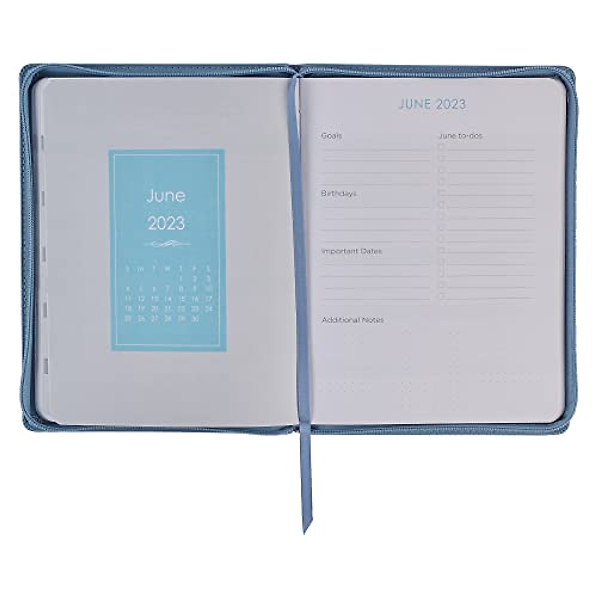 Christian Art Gifts 2023 18-Month Women's Faux Leather Personal Planner/Organizer w/Zipper Closure: Joy of the Lord is My Strength - Nehemiah 8:10 Bible Verse, Aug 2022-Jan 2024, Soft Blue, Large